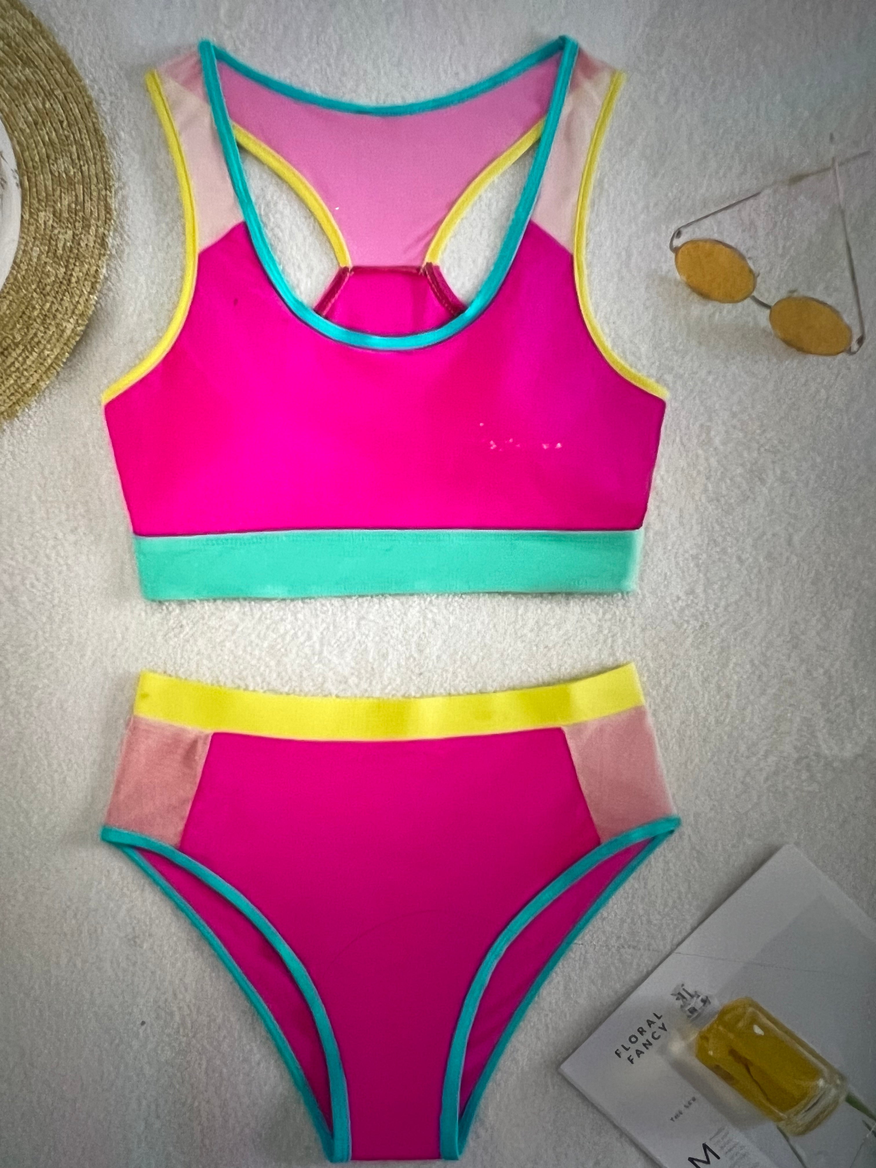 Color block Pink Bikini – FuFu Frills Boutique